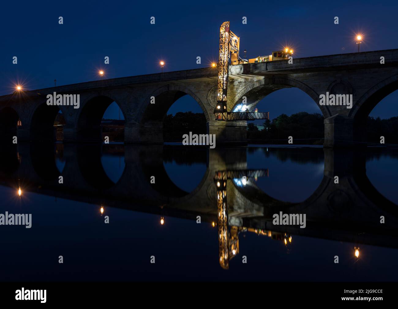Night time structural inspection of Hexham Tyne Bridge using a floodlit ...
