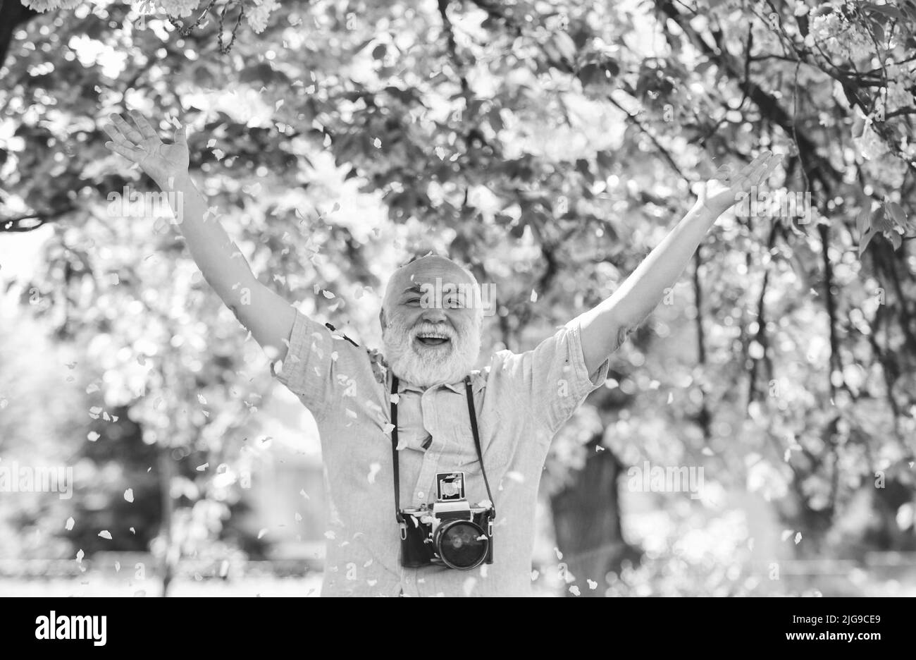 Happy grandfather. Capturing beauty life journey. Photographer in ...