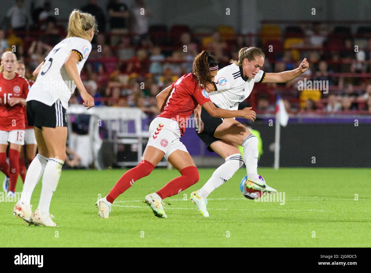 Sydney Lohmann (8 Germany) and Nadia Nadim (9 Denmark) during the UEFA ...