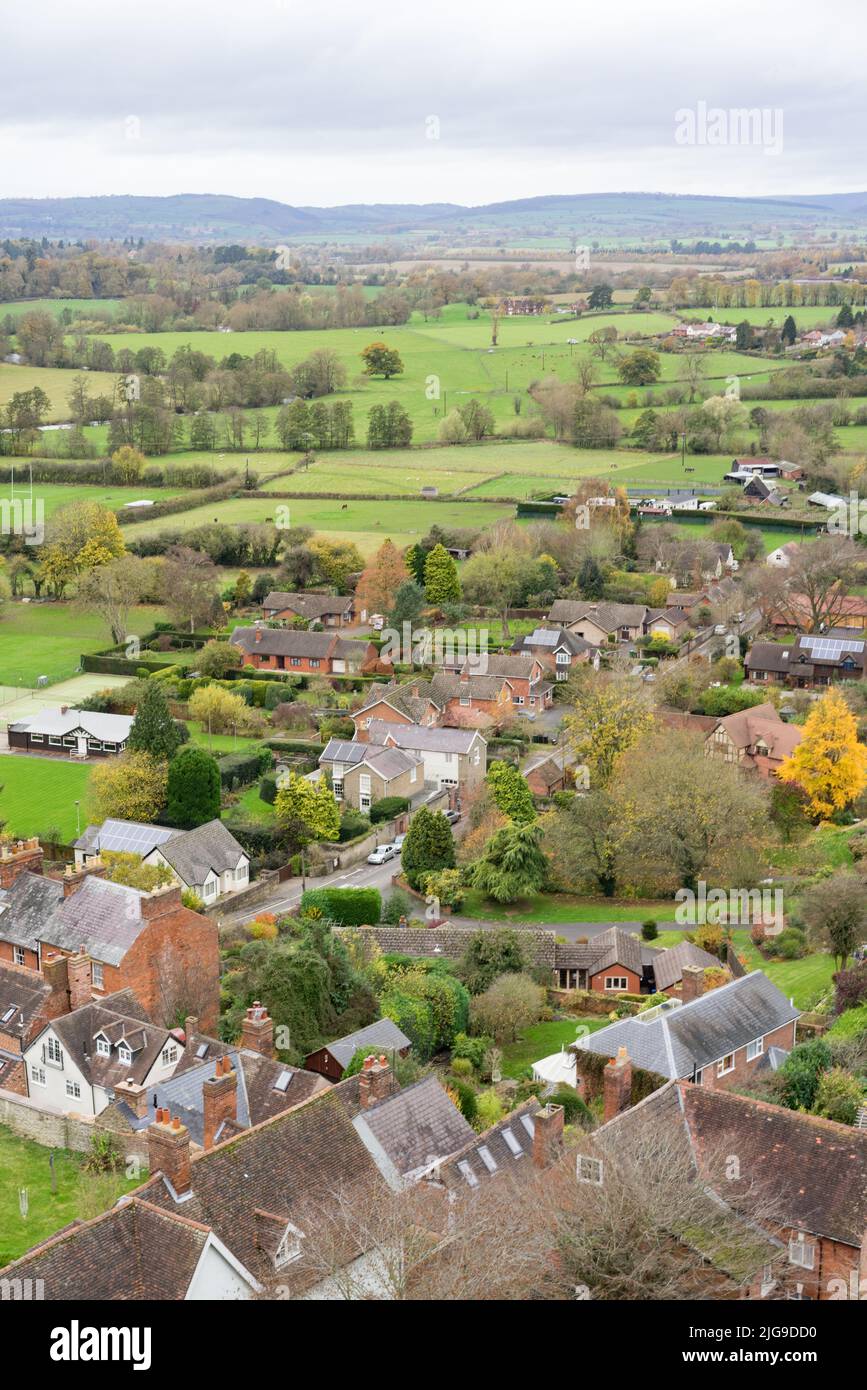 Urban views of Ledbury town in England on the Welsh borders in autumn ...