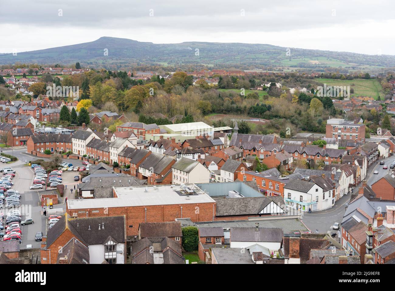Urban views of Ledbury town in England on the Welsh borders in autumn ...
