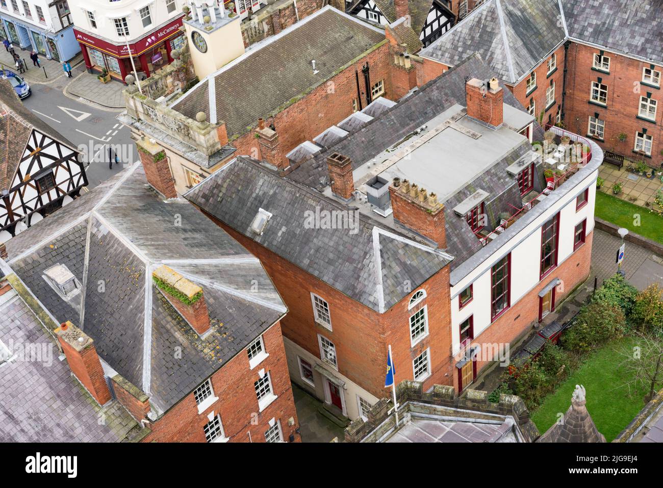 Urban views of Ledbury town in England on the Welsh borders in autumn ...