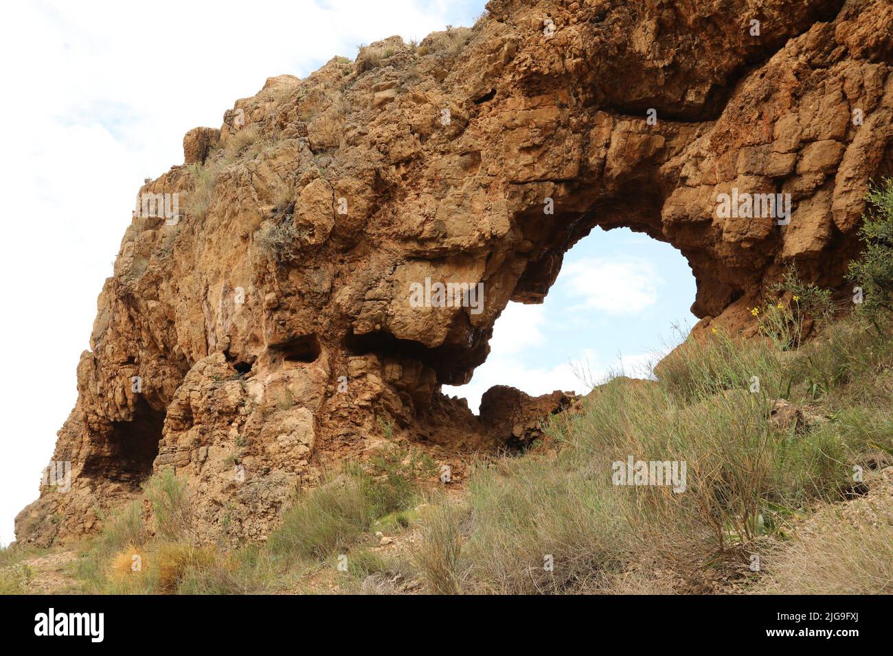 Big rock, a cliff in a natural cave in the hill of Andalusia, Spain ...