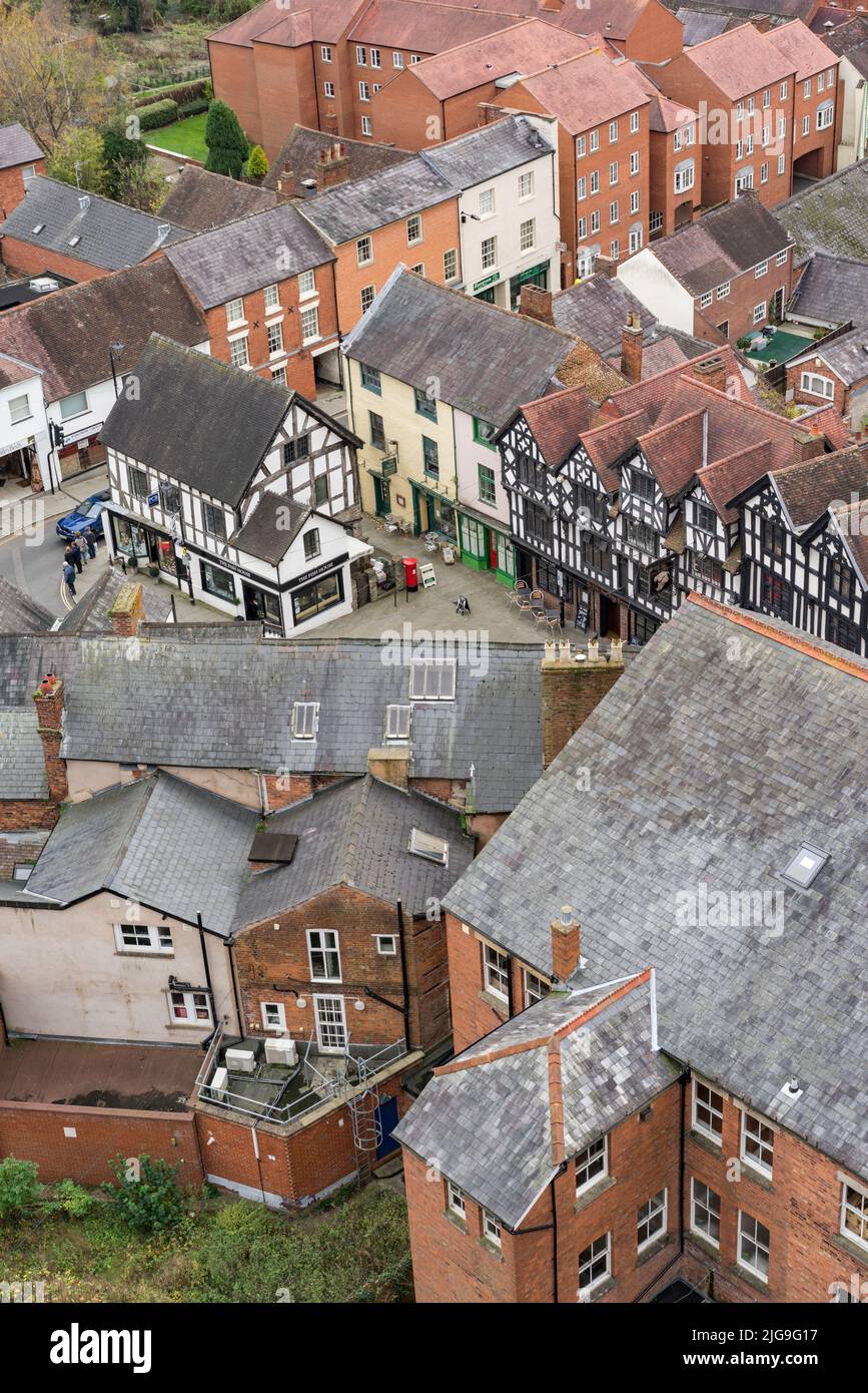 Urban views of Ledbury town in England on the Welsh borders in autumn ...