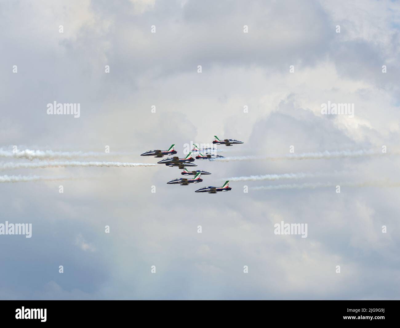 Italian Air Force aerobatic demonstration team Frecce Tricolori flying ...