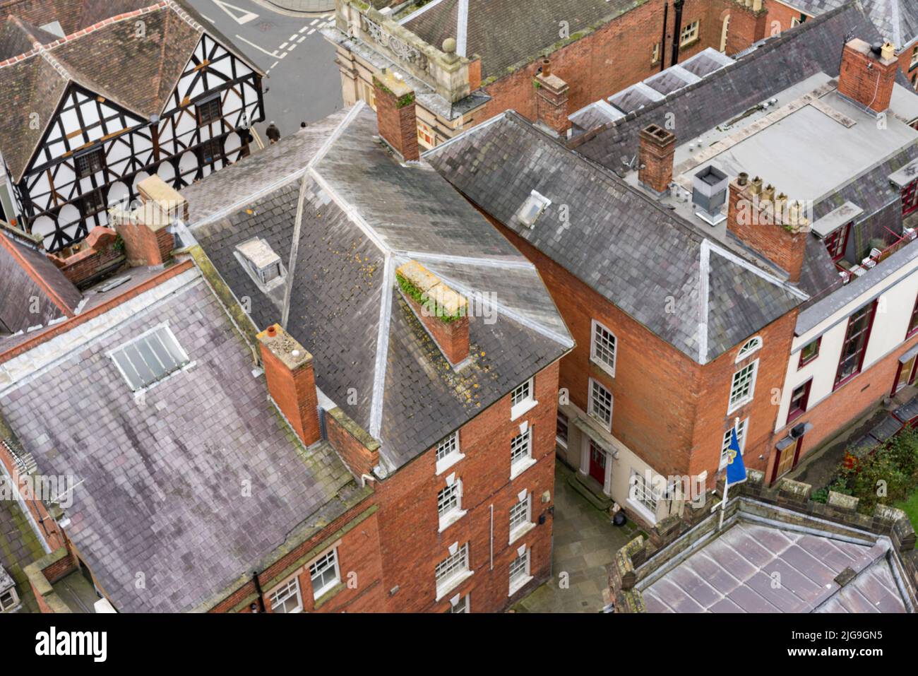 Urban views of Ledbury town in England on the Welsh borders in autumn ...
