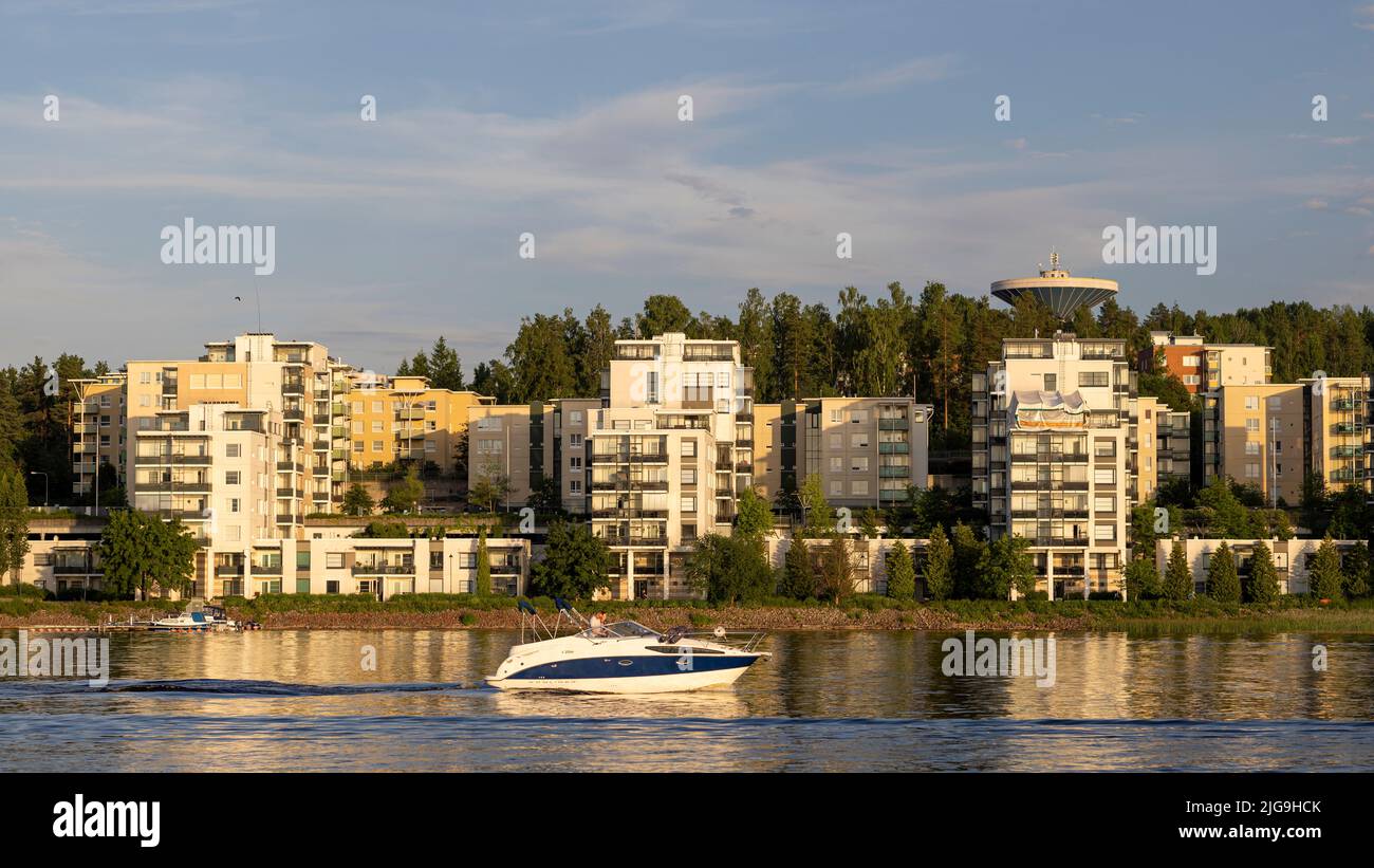 Modern residential buildings on waterfront properties in Jyväskylä ...