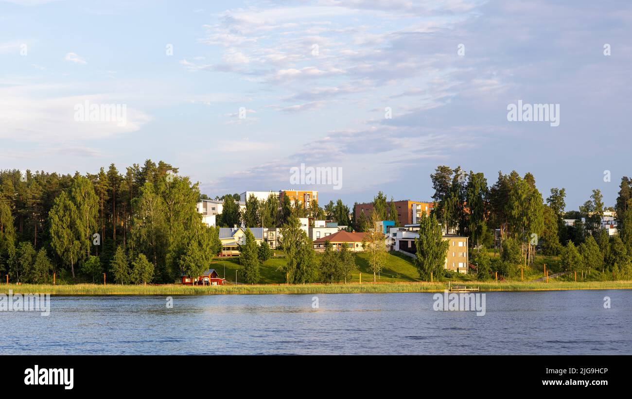 Modern residential buildings on waterfront properties in Jyväskylä ...