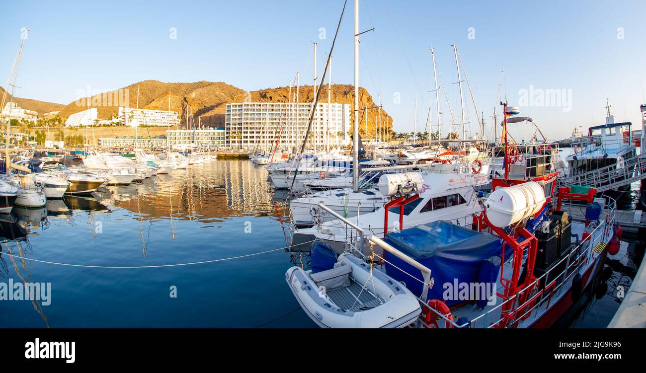 February 02 2022-Panoramic view of the port of Puerto Rico Canary ...