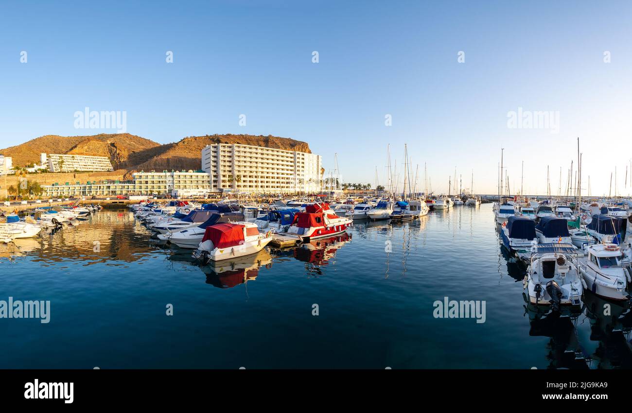 February 02 2022-Panoramic view of the port of Puerto Rico Canary ...