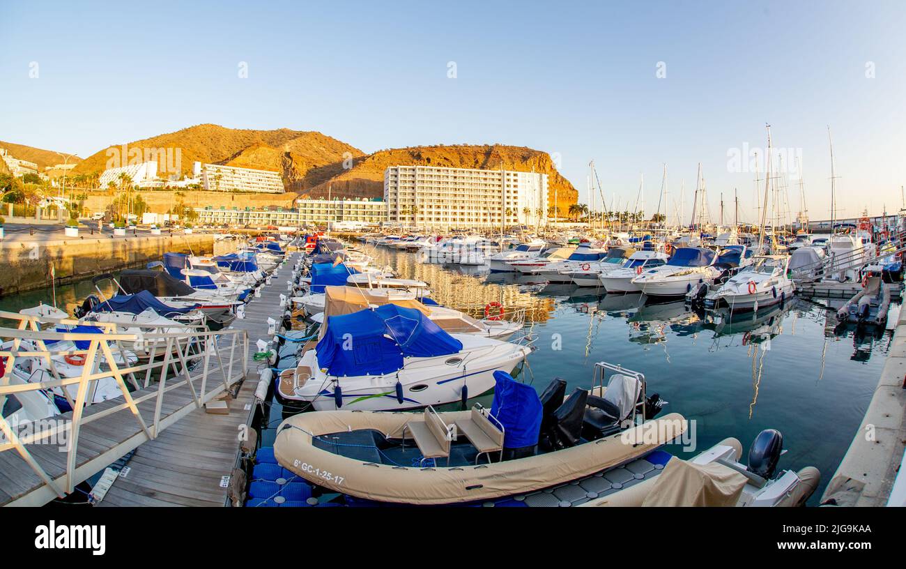 February 02 2022-Panoramic view of the port of Puerto Rico Canary ...