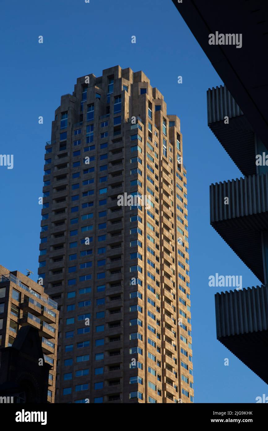 A Rotterdam modern tower block with balconies of the neighbouring ...