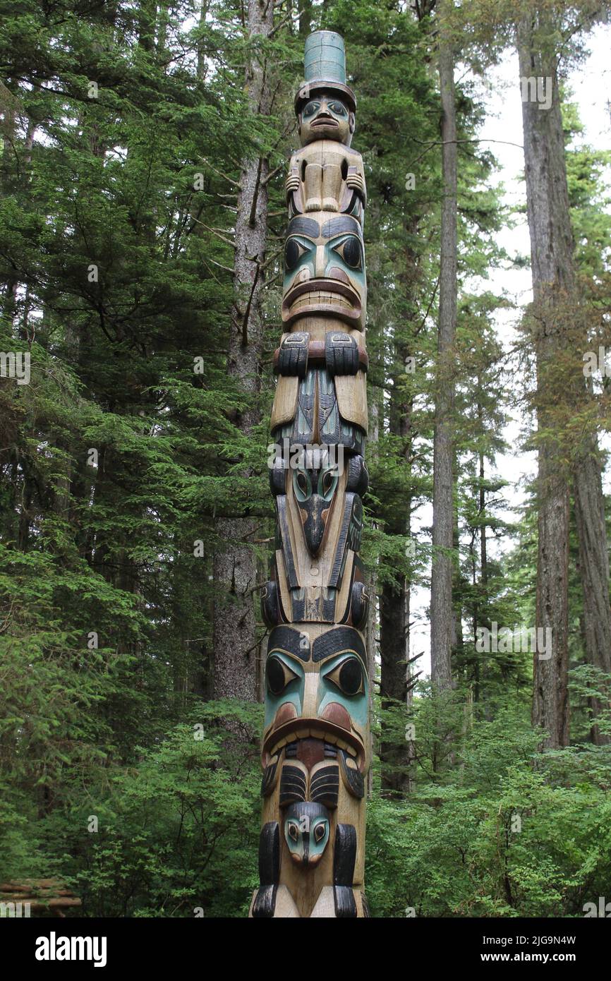 Tlingit totem poles in Sitka National Historic Park Stock Photo - Alamy