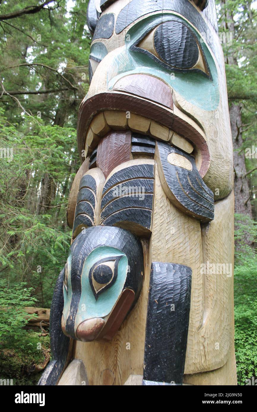 Tlingit totem poles in Sitka National Historic Park Stock Photo - Alamy
