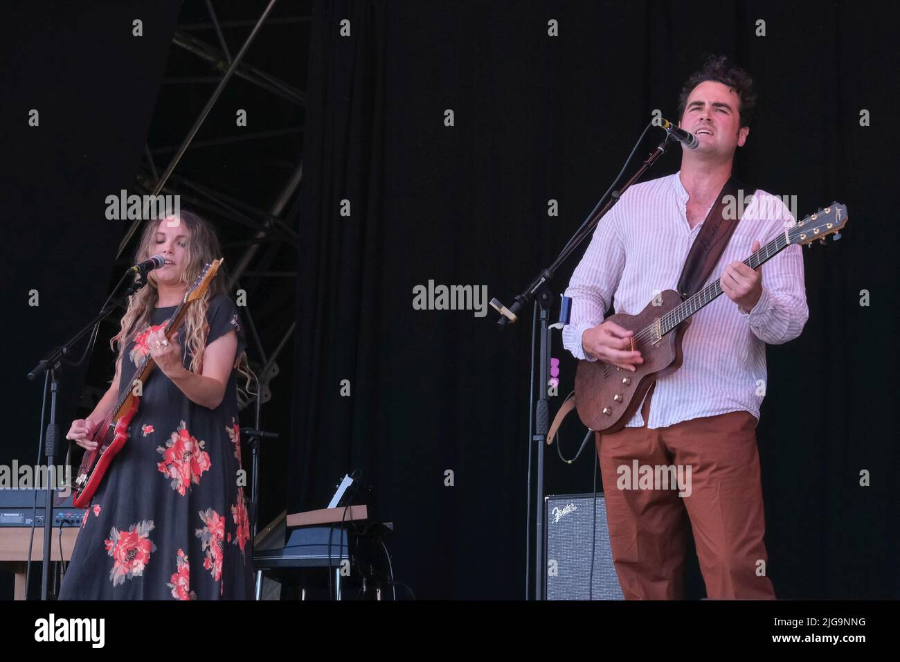 Bass guitarist and vocalist Issy Ferris and lead guitarist and vocalist ...