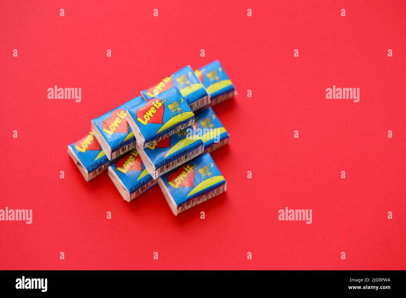 TERNOPIL, UKRAINE - JUNE 23, 2022: Love is - turkish bubble gums from ...