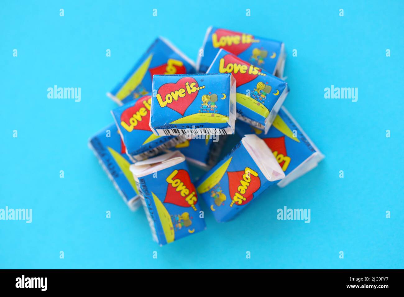 TERNOPIL, UKRAINE - JUNE 23, 2022: Love is - turkish bubble gums from ...