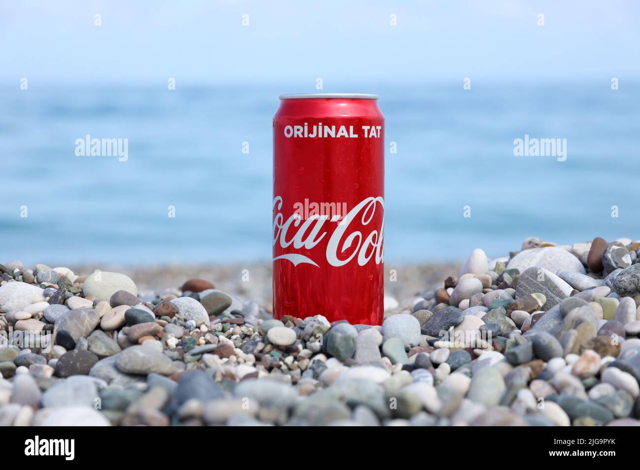 ANTALYA, TURKEY - MAY 18, 2021: Original Coca Cola red tin can lies on ...