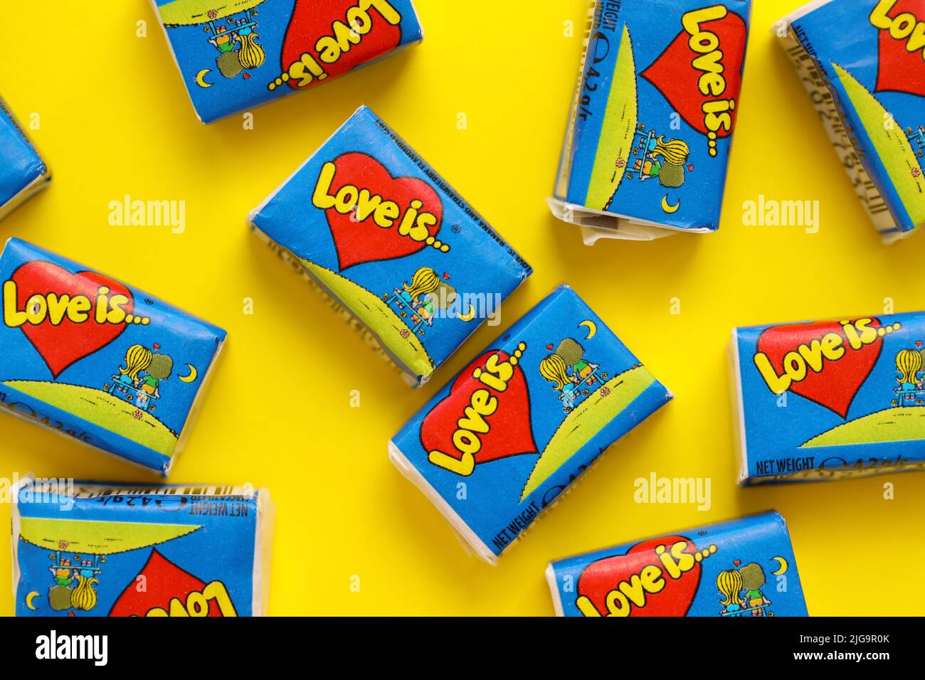 TERNOPIL, UKRAINE - JUNE 23, 2022: Love is - turkish bubble gums from ...
