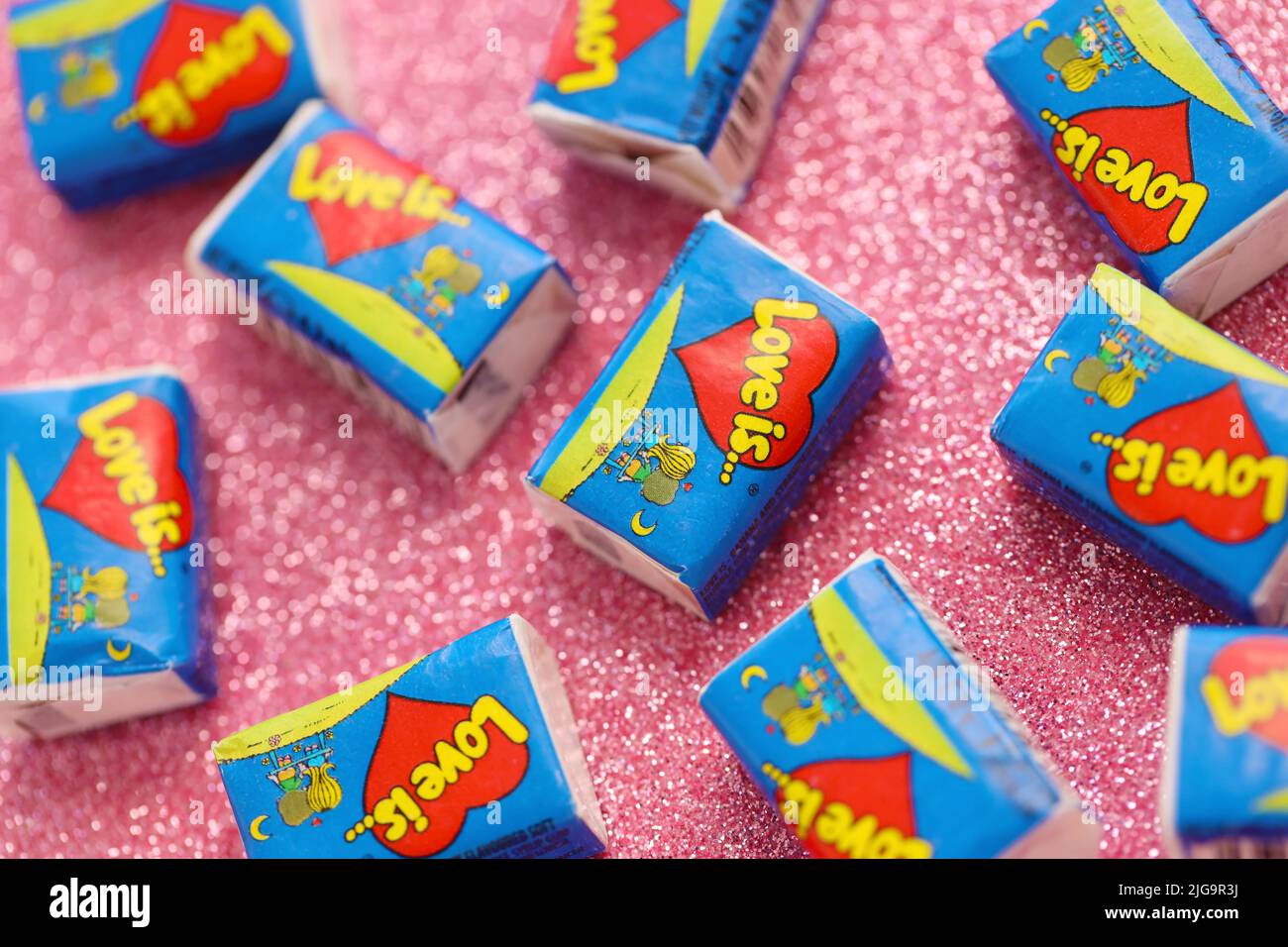 TERNOPIL, UKRAINE - JUNE 23, 2022: Love is - turkish bubble gums from ...