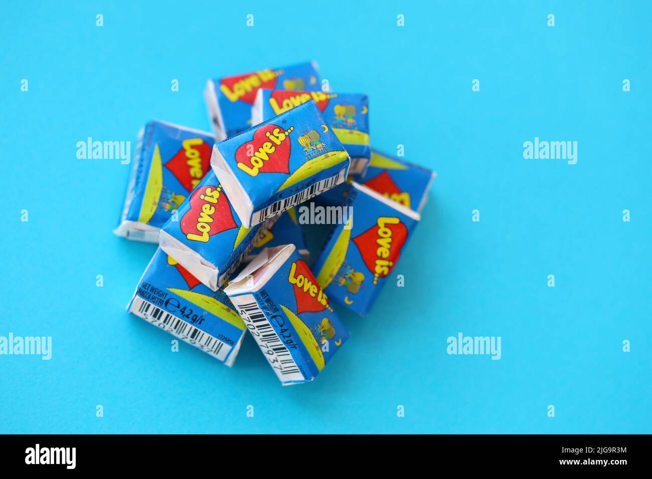 TERNOPIL, UKRAINE - JUNE 23, 2022: Love is - turkish bubble gums from ...