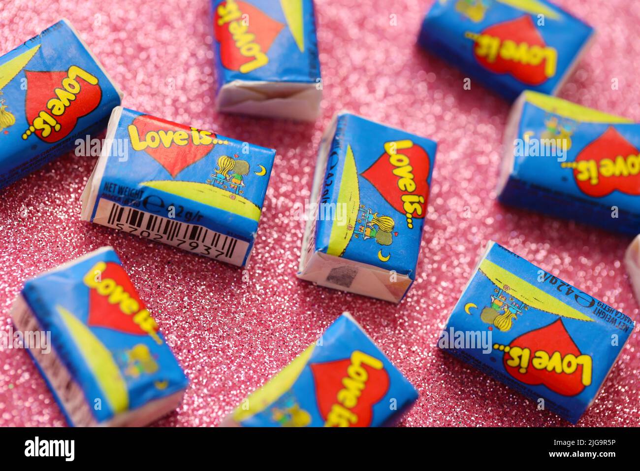 TERNOPIL, UKRAINE - JUNE 23, 2022: Love is - turkish bubble gums from ...