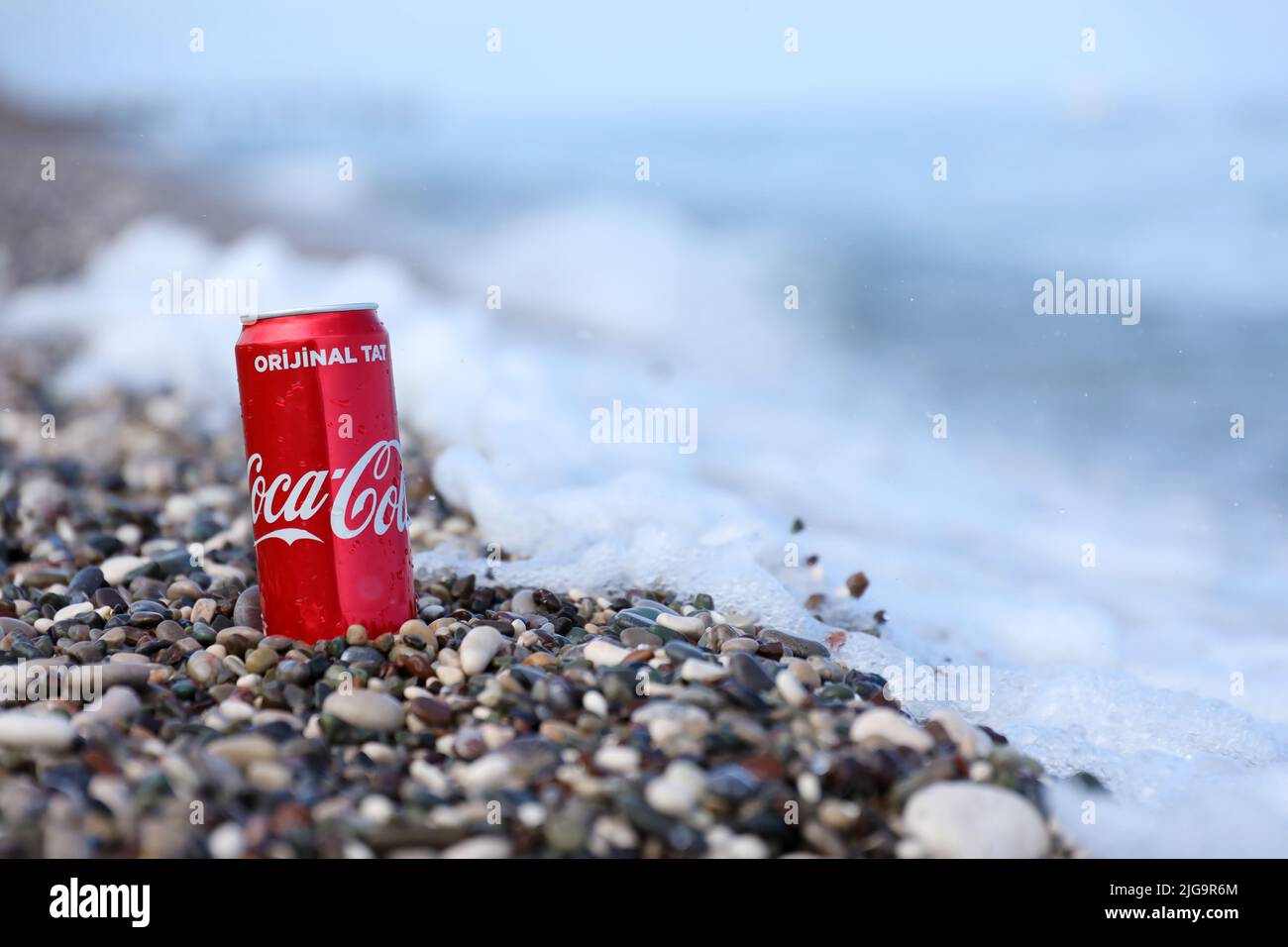 ANTALYA, TURKEY - MAY 18, 2021: Original Coca Cola red tin can lies on ...