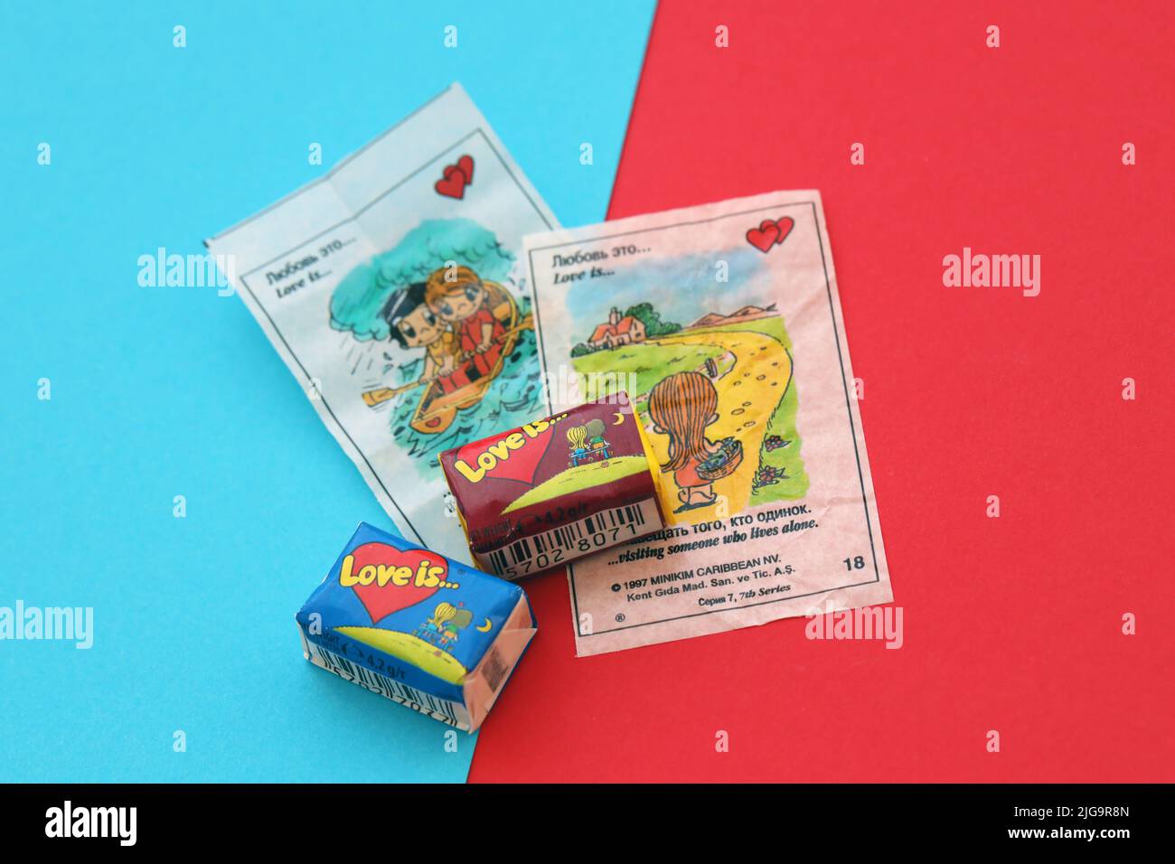 TERNOPIL, UKRAINE - JUNE 23, 2022: Love is - turkish bubble gums from ...