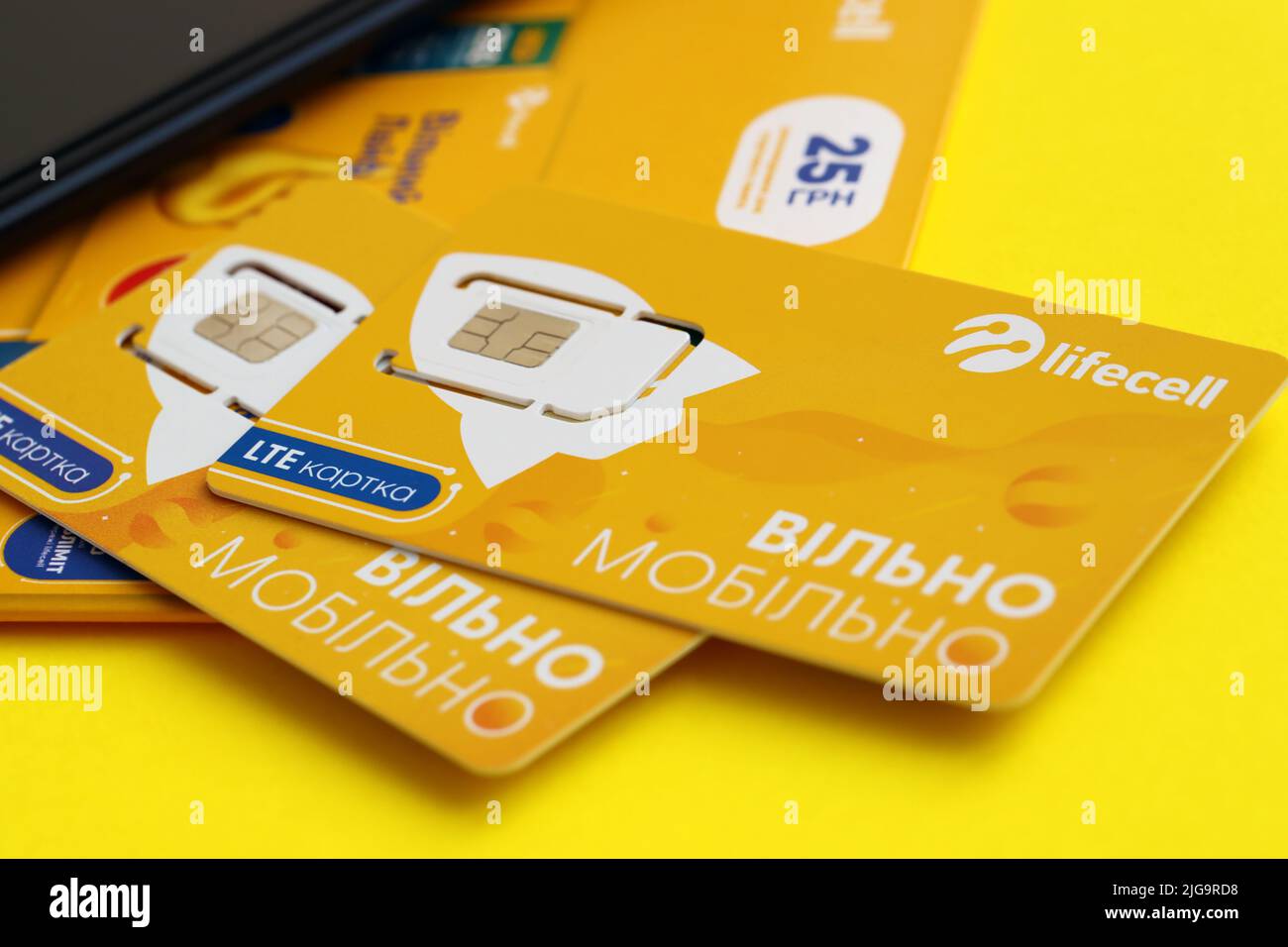 TERNOPIL, UKRAINE - JULY 5, 2022: Lifecell new sim card with free ...