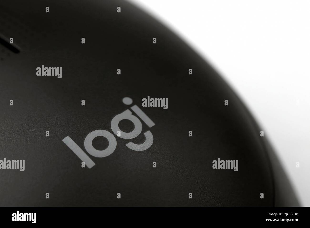 KHARKIV, UKRAINE - MARCH 5, 2021: Logitech wireless mouse on white ...