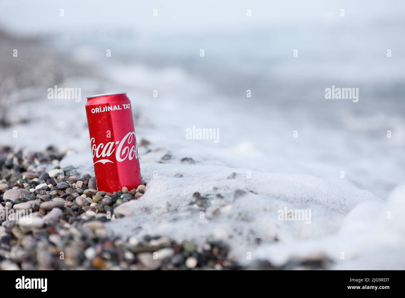 ANTALYA, TURKEY - MAY 18, 2021: Original Coca Cola red tin can lies on ...