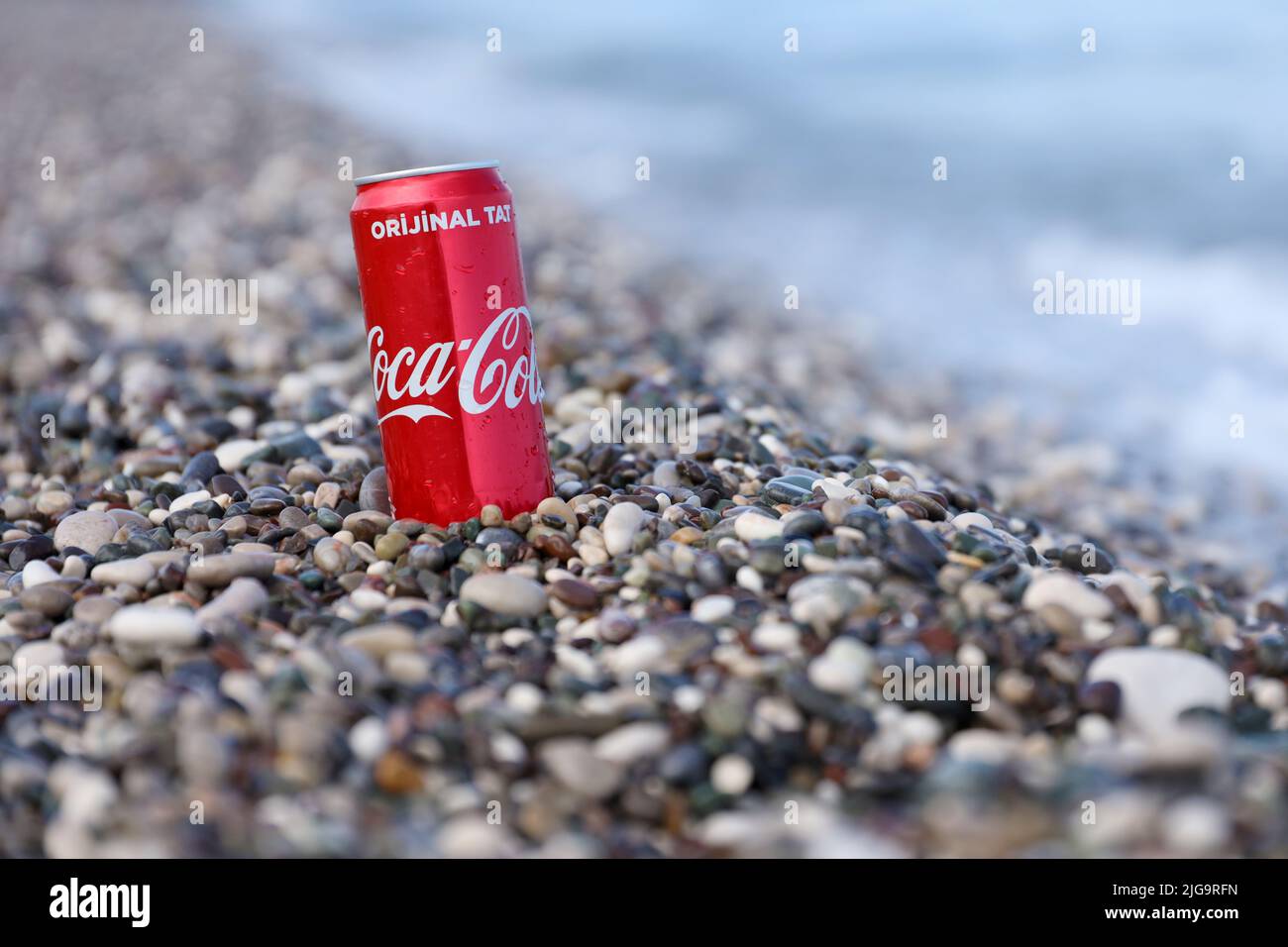 ANTALYA, TURKEY - MAY 18, 2021: Original Coca Cola red tin can lies on ...