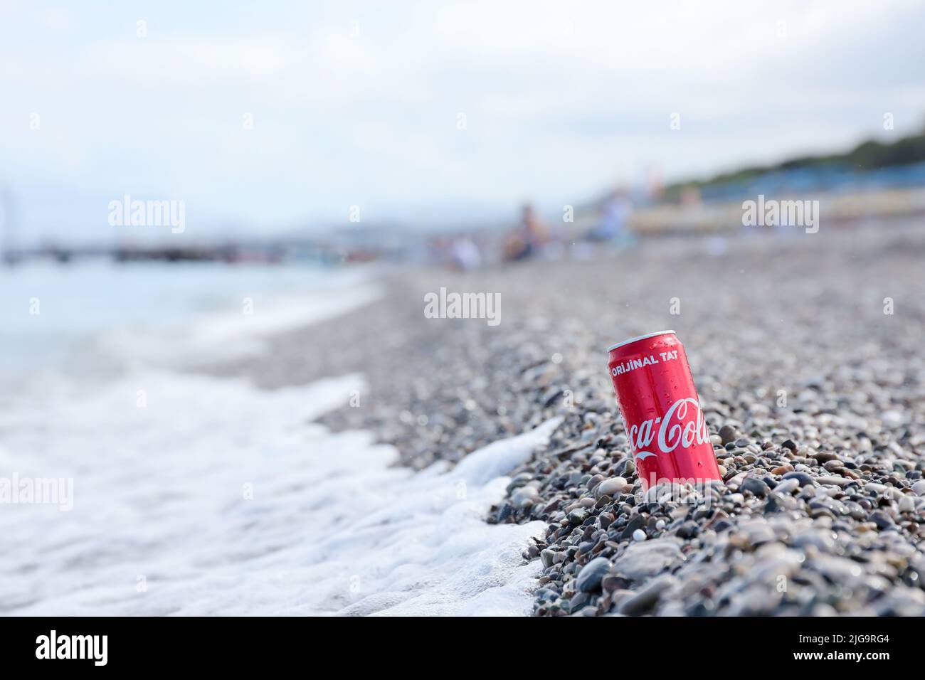 ANTALYA, TURKEY - MAY 18, 2021: Original Coca Cola red tin can lies on ...