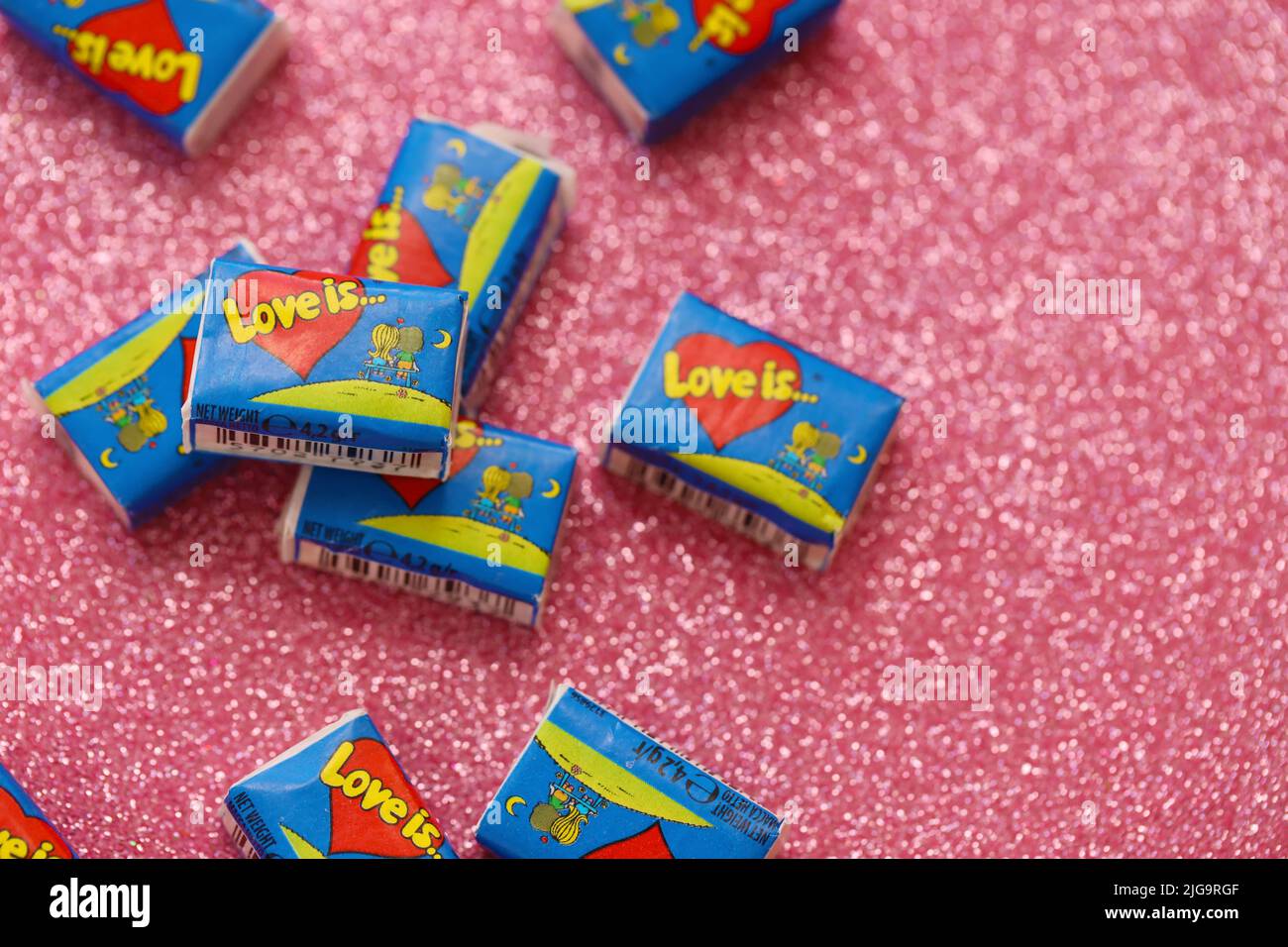 TERNOPIL, UKRAINE - JUNE 23, 2022: Love is - turkish bubble gums from ...