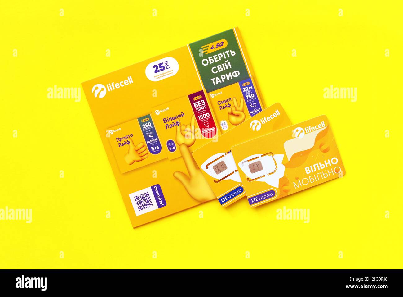 TERNOPIL, UKRAINE - JULY 5, 2022: Lifecell new sim card with free ...