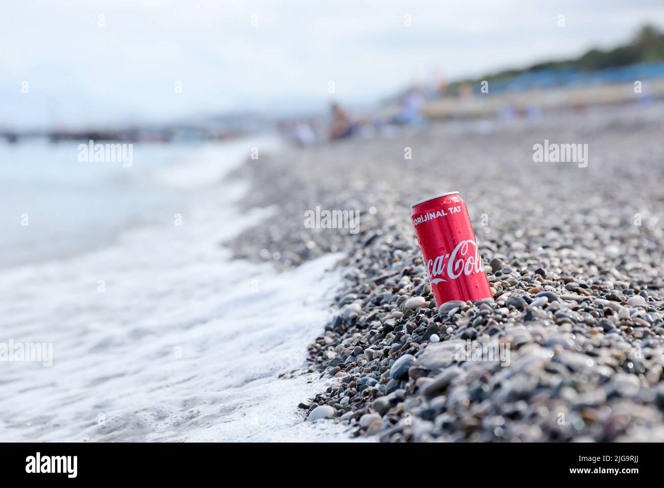 ANTALYA, TURKEY - MAY 18, 2021: Original Coca Cola red tin can lies on ...