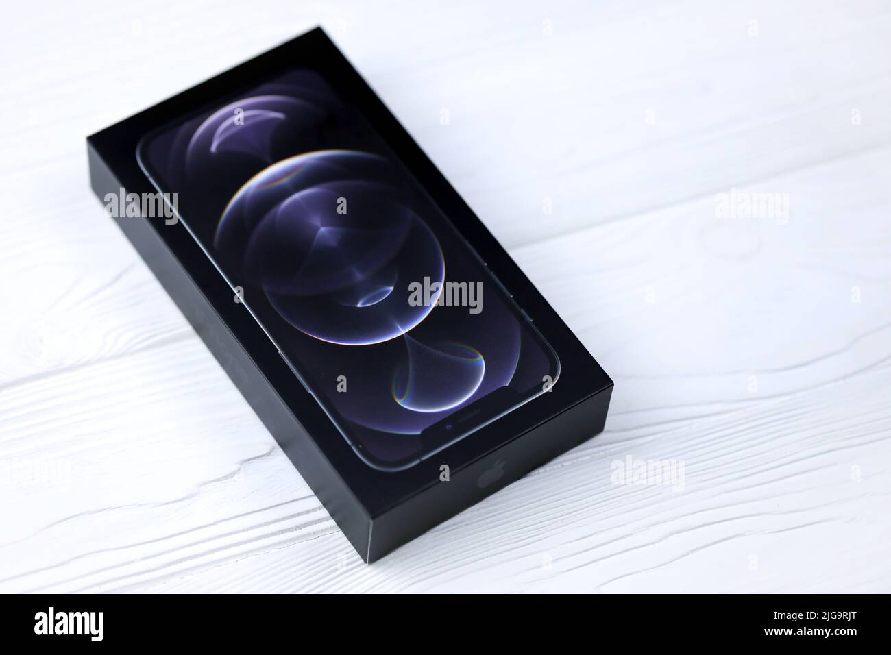 KHARKIV, UKRAINE - JANUARY 27, 2021: Box of Apple Iphone 12 pro new ...