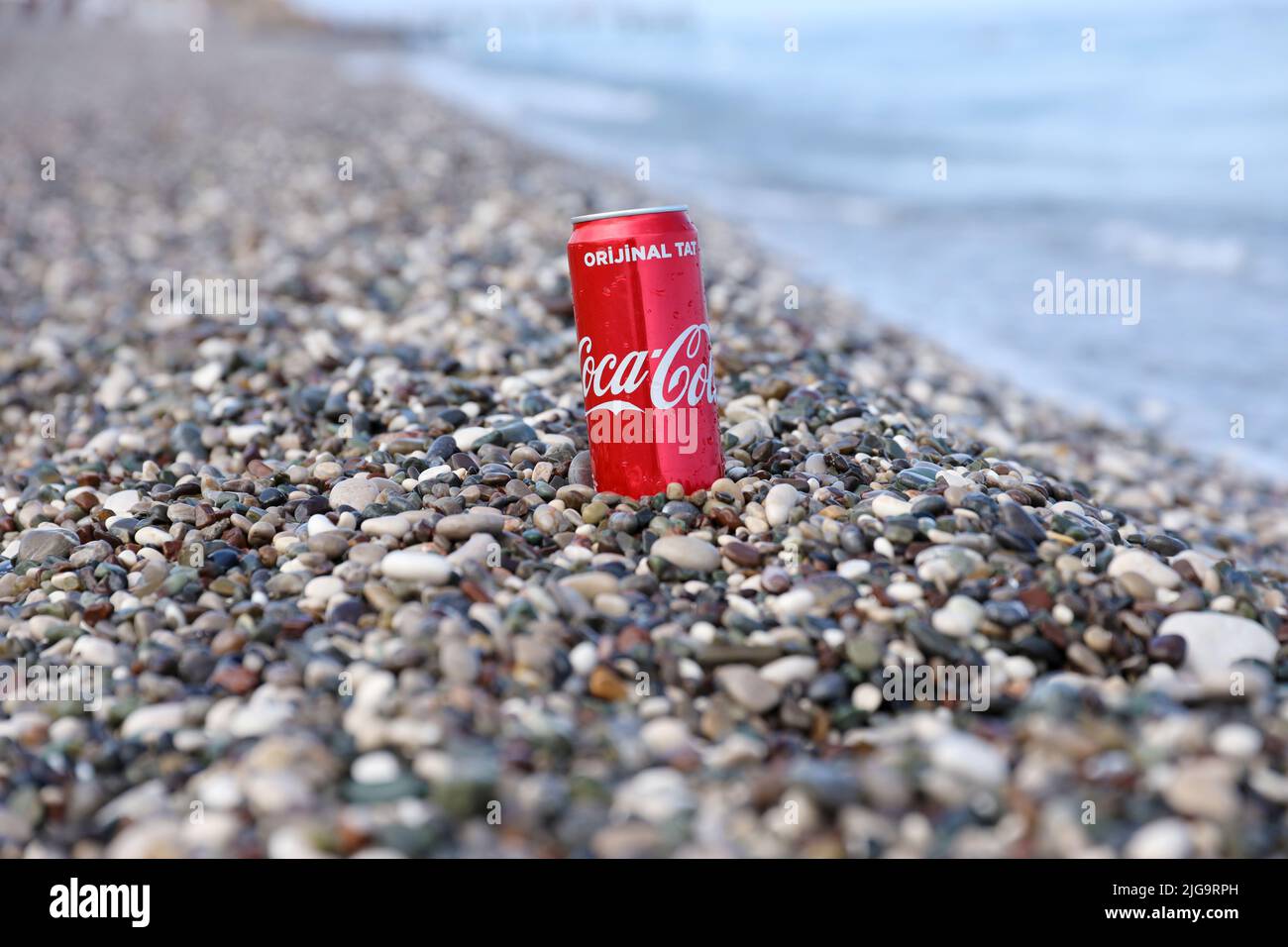 ANTALYA, TURKEY - MAY 18, 2021: Original Coca Cola red tin can lies on ...
