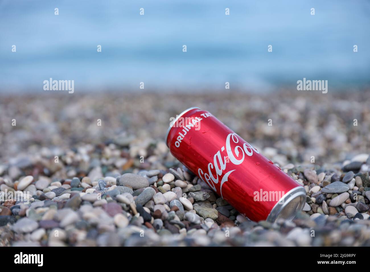 ANTALYA, TURKEY - MAY 18, 2021: Original Coca Cola red tin can lies on ...
