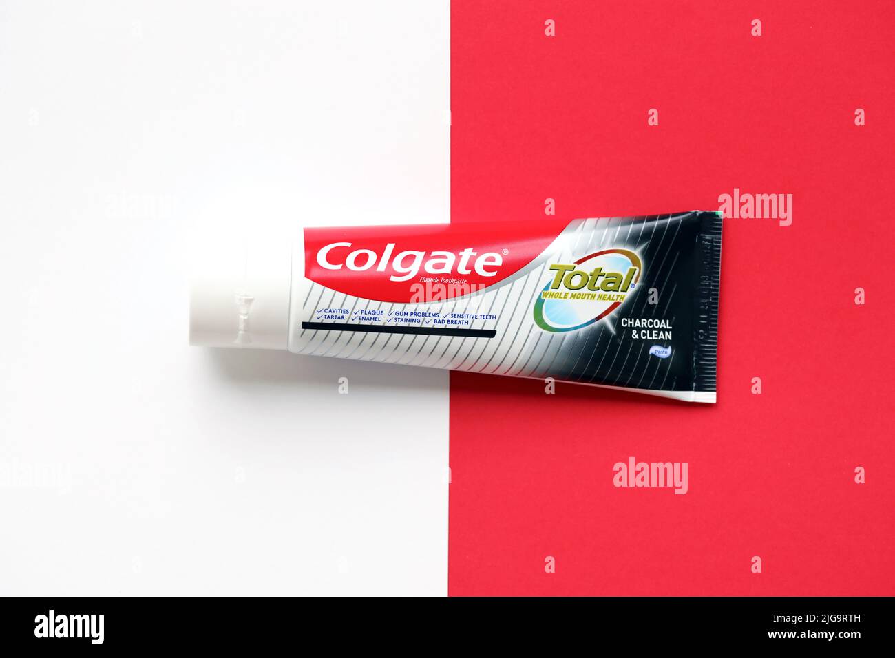 TERNOPIL, UKRAINE - JUNE 23, 2022: Colgate toothpaste, a brand of oral ...