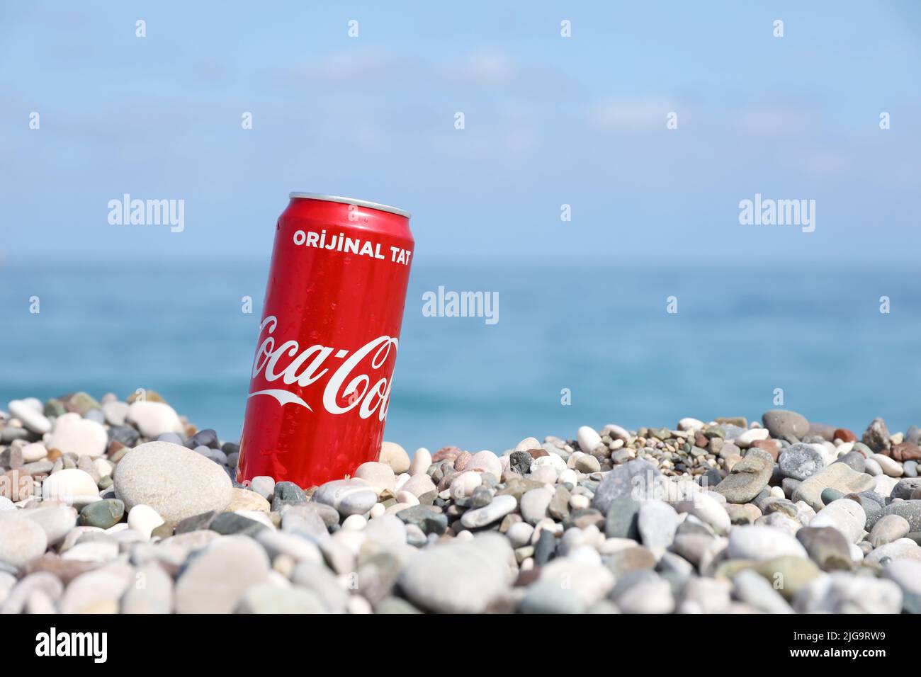 ANTALYA, TURKEY - MAY 18, 2021: Original Coca Cola red tin can lies on ...