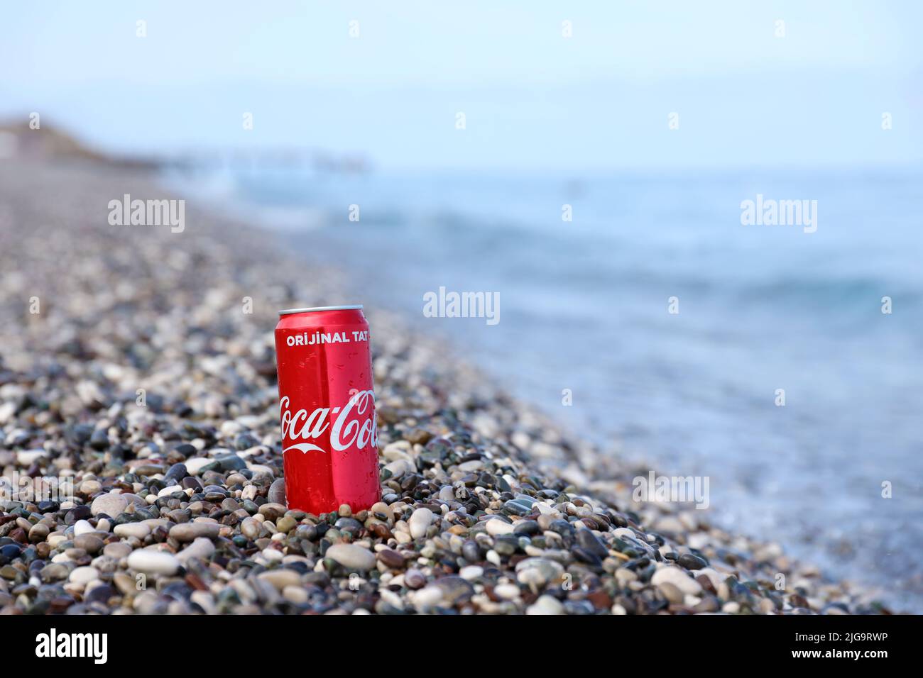 ANTALYA, TURKEY - MAY 18, 2021: Original Coca Cola red tin can lies on ...