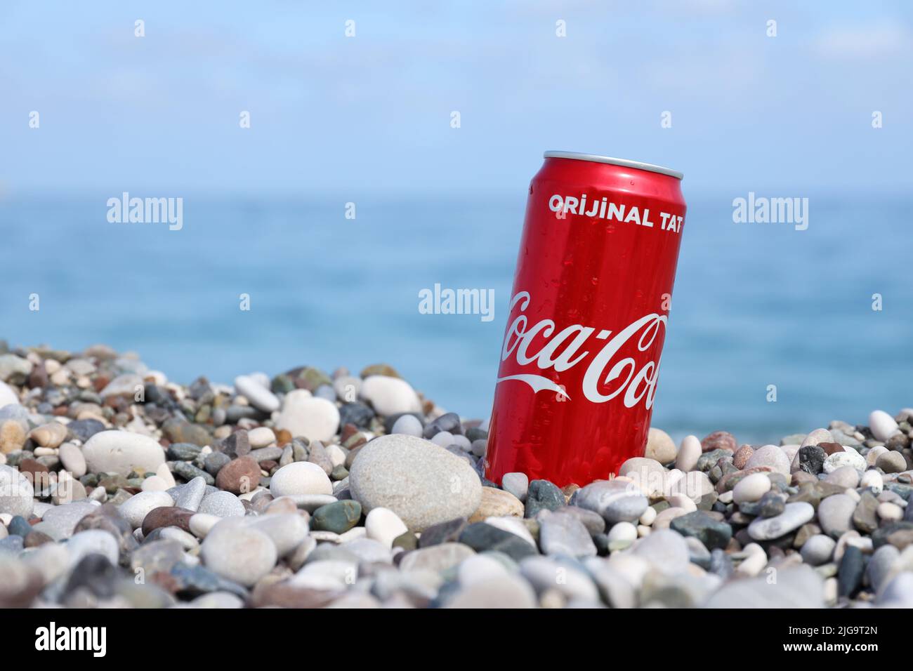 ANTALYA, TURKEY - MAY 18, 2021: Original Coca Cola red tin can lies on ...