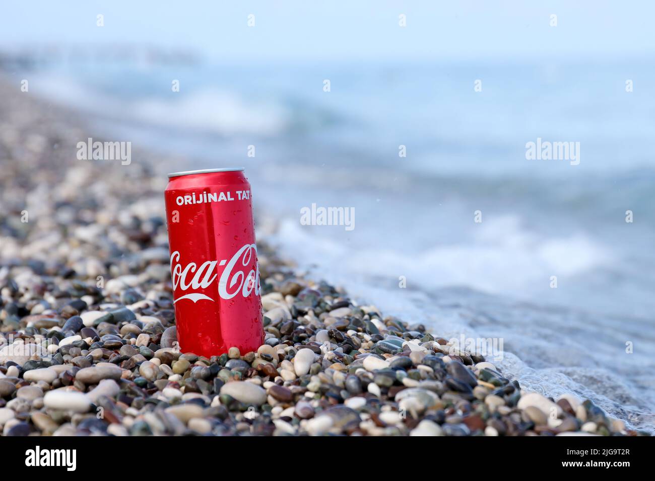 ANTALYA, TURKEY - MAY 18, 2021: Original Coca Cola red tin can lies on ...