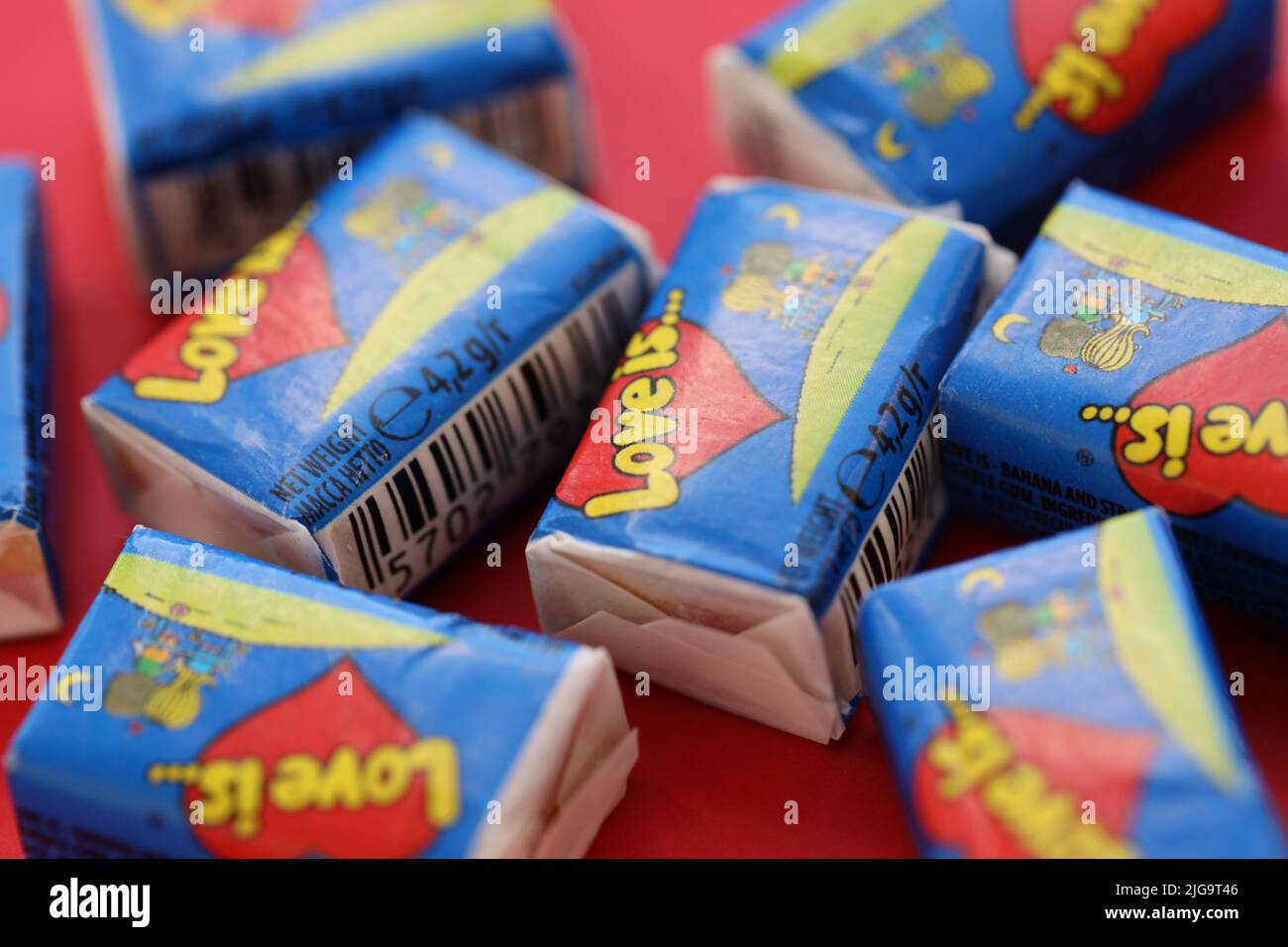 TERNOPIL, UKRAINE - JUNE 23, 2022: Love is - turkish bubble gums from ...