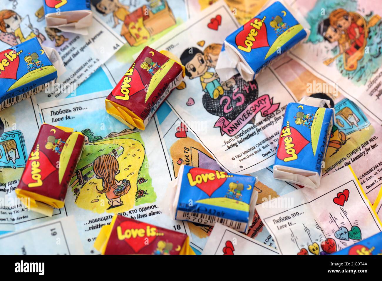 TERNOPIL, UKRAINE - JUNE 23, 2022: Love is - turkish bubble gum from ...