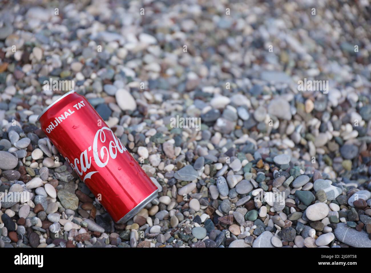 ANTALYA, TURKEY - MAY 18, 2021: Original Coca Cola red tin can lies on ...