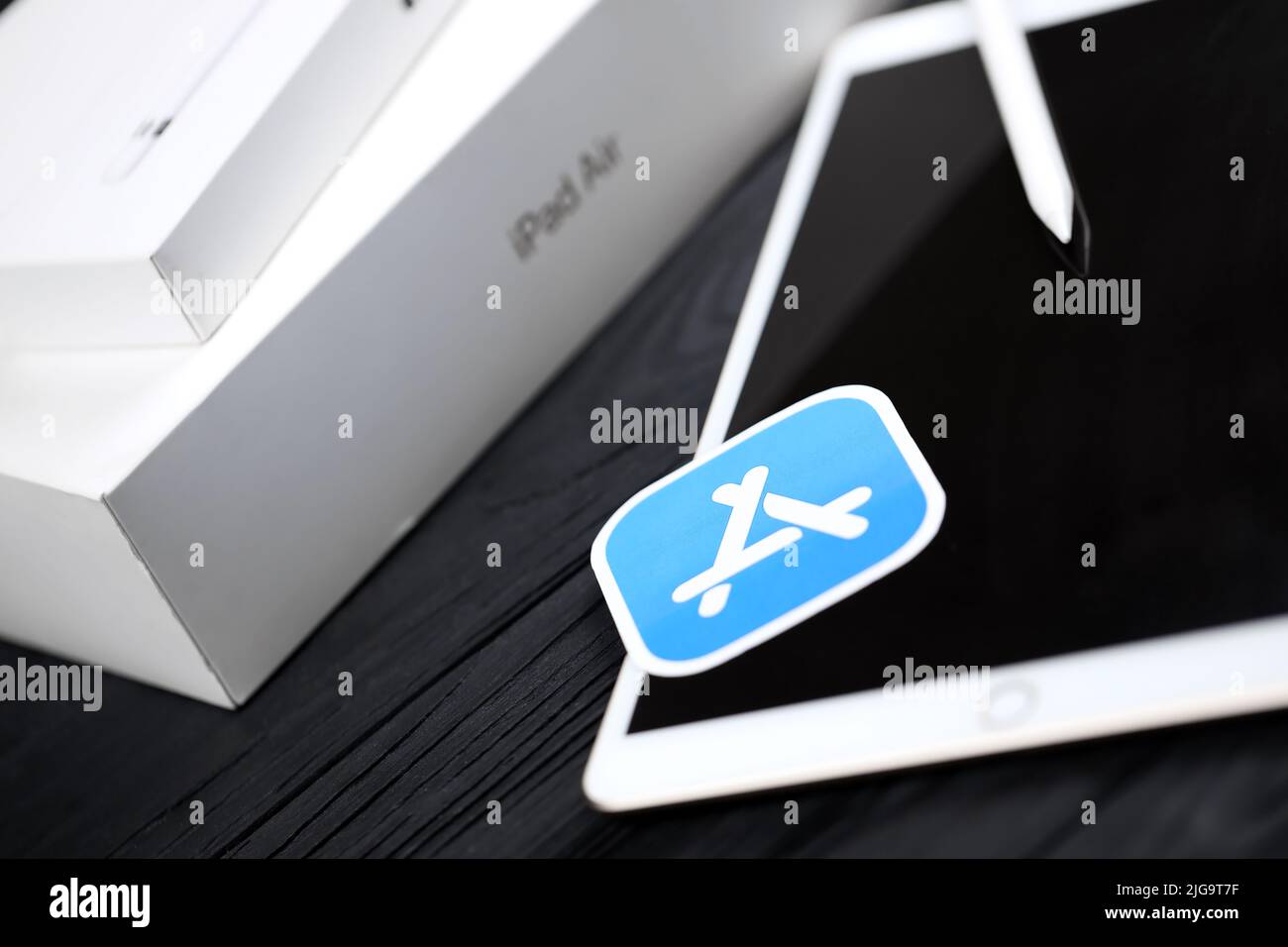 KHARKIV, UKRAINE - JANUARY 27, 2021: Brand new Apple iPad and Apple ...