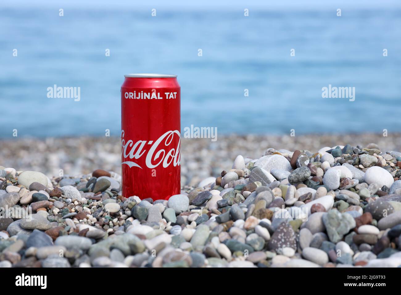 ANTALYA, TURKEY - MAY 18, 2021: Original Coca Cola red tin can lies on ...