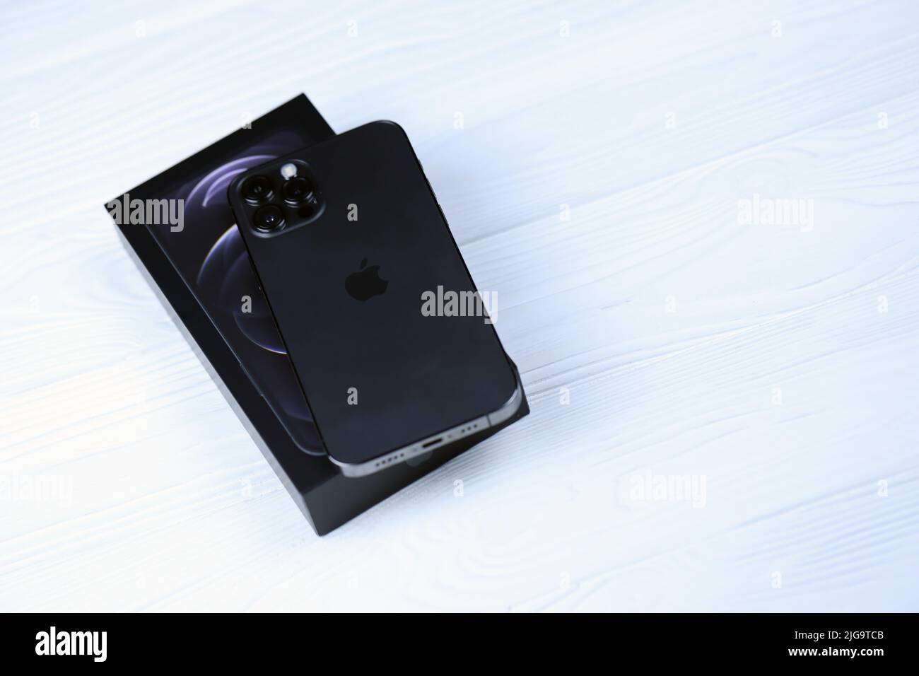 KHARKIV, UKRAINE - JANUARY 27, 2021: Apple Iphone 12 pro new brand ...